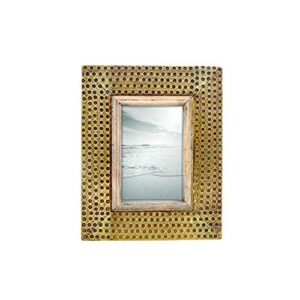 foreside home and garden brass 4 x 6 inch decorative distressed hammered metal picture frame, 61