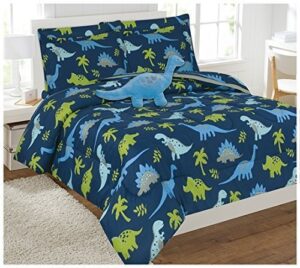 linen plus comforter set for boys dinosaur dark blue green grey new (full)