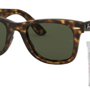 Ray-Ban RB4340 Wayfarer Ease 710 50M Havana/Green Sunglasses For Men For Women + BUNDLE with Designer iWear Eyewear Kit