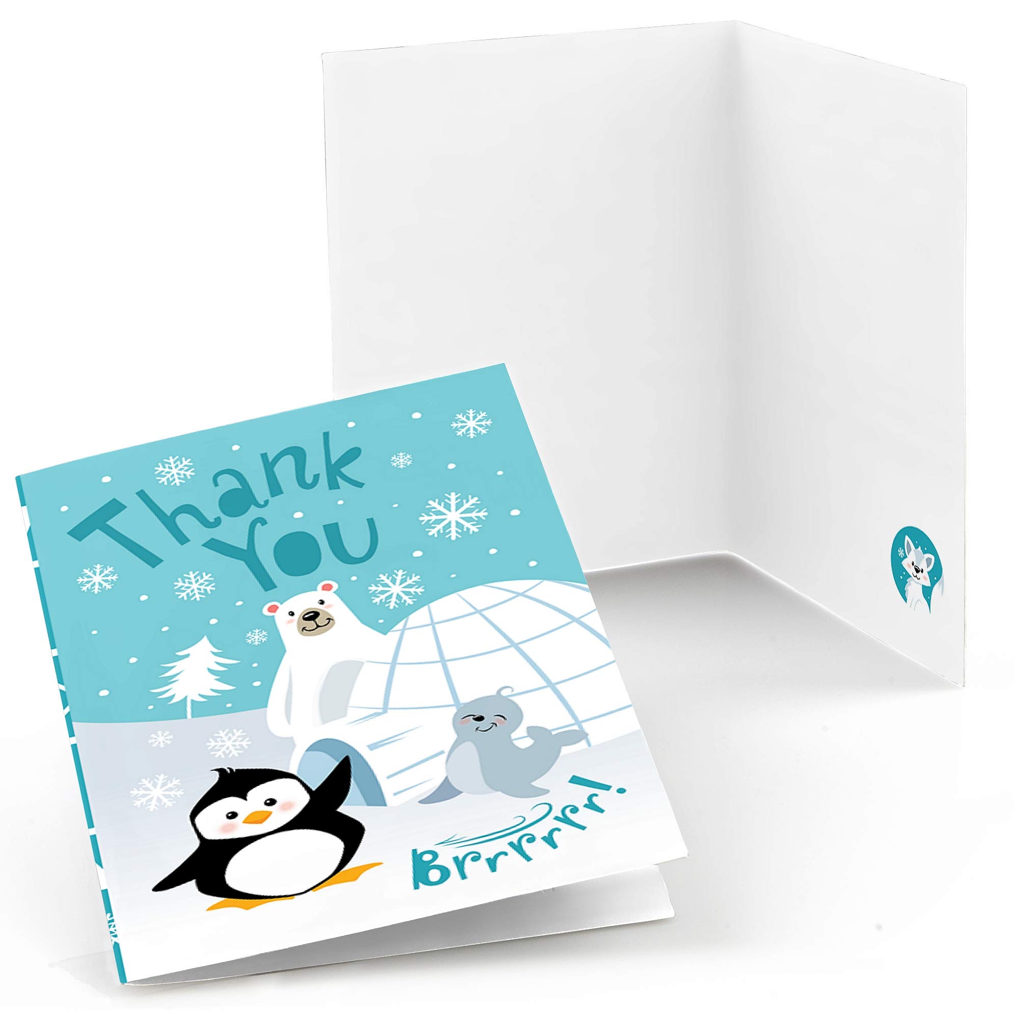 Big Dot of Happiness Arctic Polar Animals - Winter Baby Shower or Birthday Party Thank You Cards (8 Count)