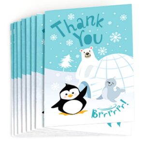 Big Dot of Happiness Arctic Polar Animals - Winter Baby Shower or Birthday Party Thank You Cards (8 Count)