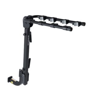 kac ride s4 hitch mounted 4-bike suspension rack, quick release handle, double folding, smart tilting design, rv use prohibited, 2" hitch