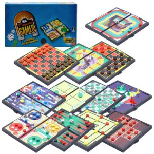 srenta 5” mini magnetic board games, compact travel design set, includes 12 different retro board games, best gift idea for kids,