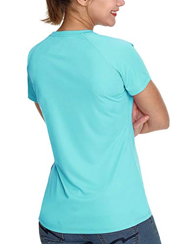 BALEAF Women's UPF 50+ UV Protection Shirts Short Sleeve T-Shirts SPF Sun Shirts Quick Dry Outdoor Performance Tops Blue Size S