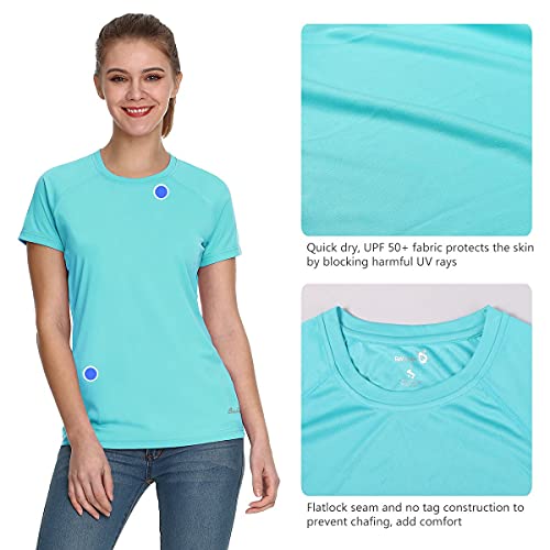 BALEAF Women's UPF 50+ UV Protection Shirts Short Sleeve T-Shirts SPF Sun Shirts Quick Dry Outdoor Performance Tops Blue Size S