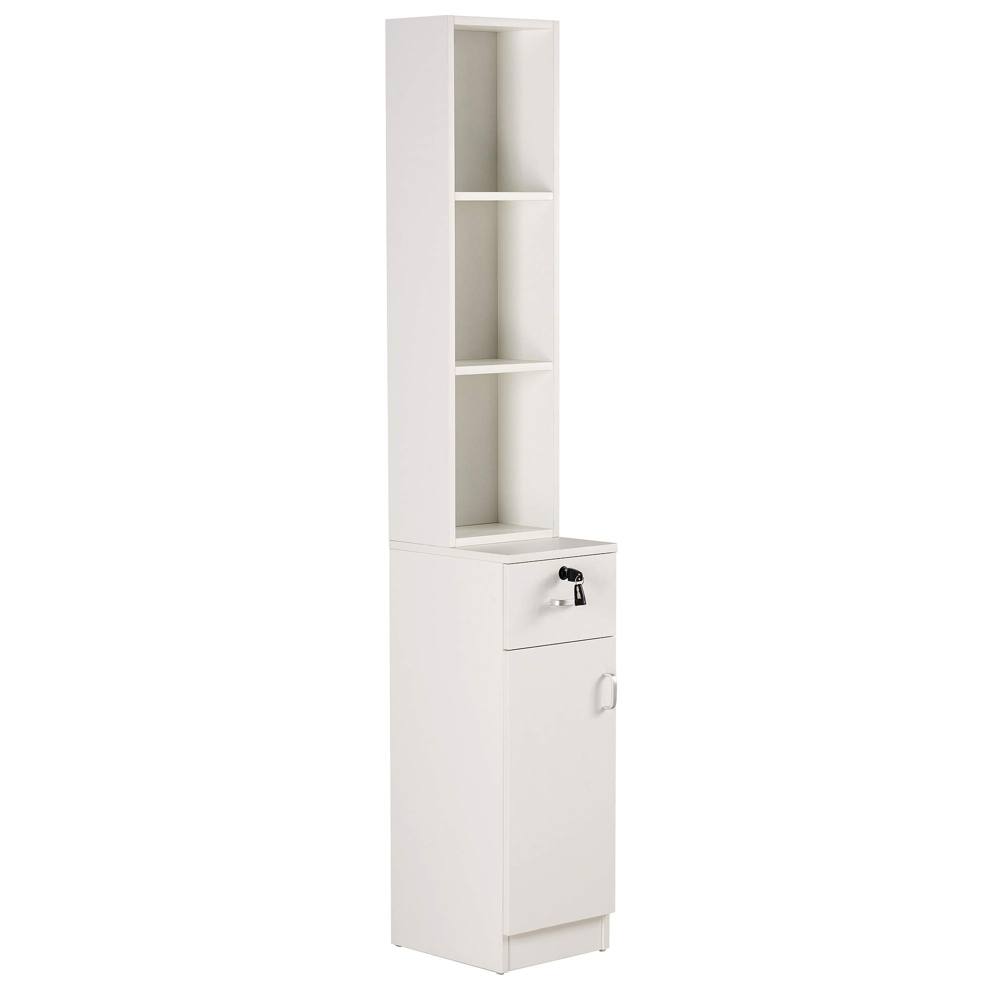 BarberPub Locking Wall Mount Hair Styling Barber Station with Drawer Storage Beauty Salon Spa Equipment 3036-1 (White)