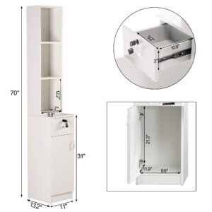 BarberPub Locking Wall Mount Hair Styling Barber Station with Drawer Storage Beauty Salon Spa Equipment 3036-1 (White)