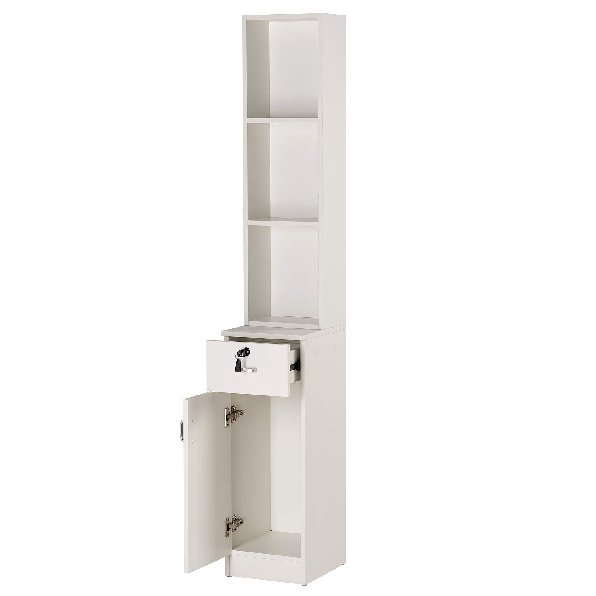 BarberPub Locking Wall Mount Hair Styling Barber Station with Drawer Storage Beauty Salon Spa Equipment 3036-1 (White)