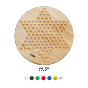 GSE 11.5" Natural Wood Chinese Checkers Board Game Set with 66 Colorful Wooden Marbles, Classic Strategy Family Board Game for Boys & Girls, Kids & Adults Fun Family Board Games