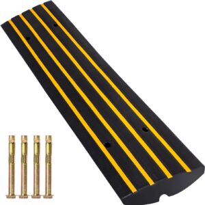 happybuy car driveway rubber curb ramps heavy duty 33069lbs capacity threshold ramp 2.6 inch high cable cover curbside bridge ramp for loading dock garage sidewalk (1-channel, 1pack-curb ramp)