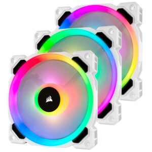 corsair ll series, ll120 rgb, 120mm rgb led fan, triple pack with lighting node pro- white, lighting node pro included, ll120 rgb white,co-9050092-ww