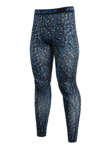 arsuxeo men's compression tights running pants baselayer legging k3 mi blue size large