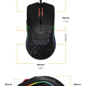 Glorious Model O Wired Gaming Mouse 67g Superlight Honeycomb Design, RGB, Pixart 3360 Sensor, Omron Switches, Ambidextrous - Matte Black