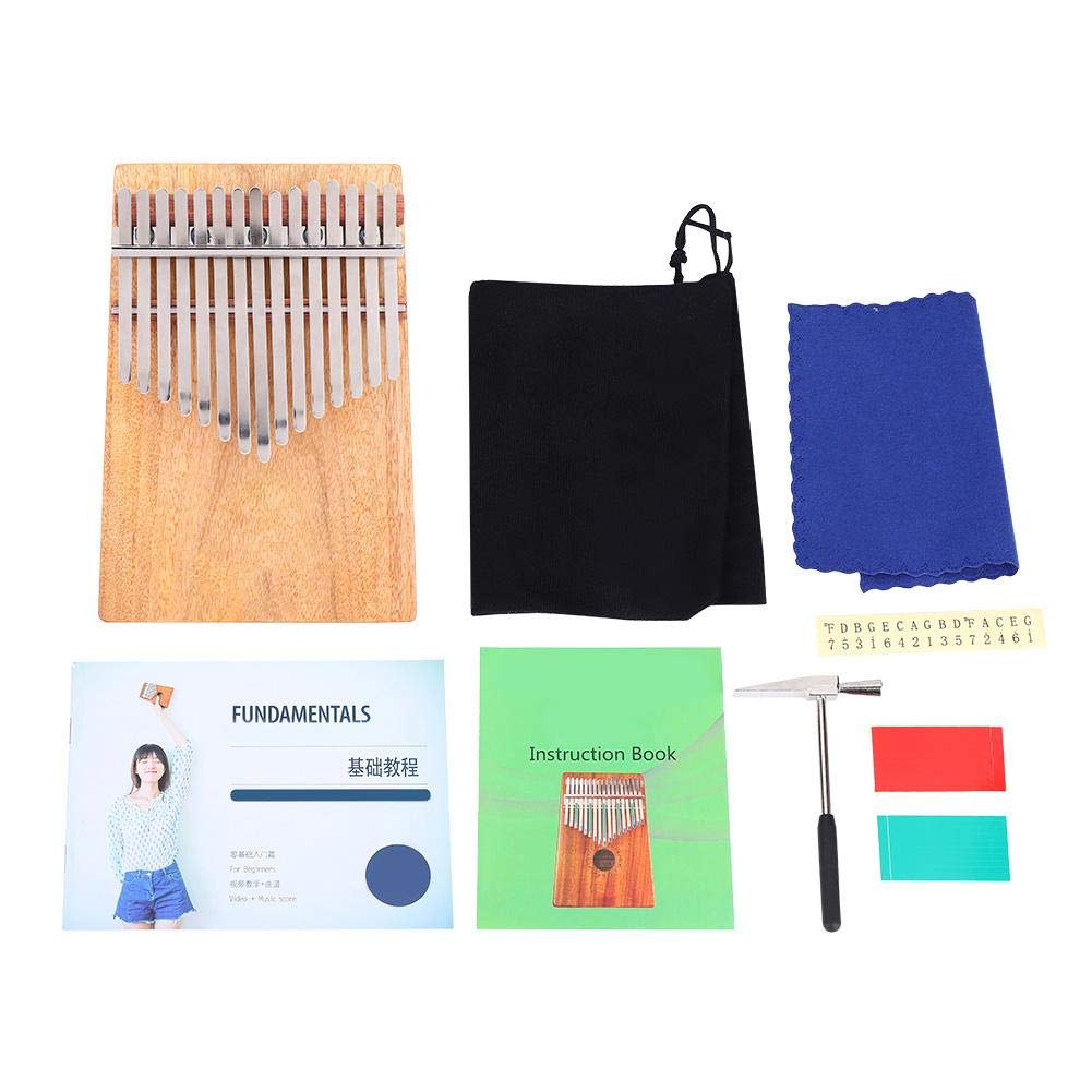 Kalimba 15 Keys Thumb Piano, Portable Full solid Camphorwood 15 Scales G Major Kalimba Instrument with Belt Bag Stickers K15CAP Kalimba