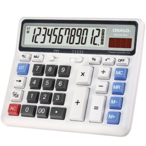 desktop calculator extra large lcd display 12-digit big number accounting calculator with giant response button, battery & solar powered, perfect for office business home daily use(os-2135)