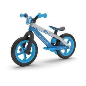 chillafish bmxie² lightweight balance bike with integrated footrest and footbrake for kids ages 2 to 5 years, 12-inch airless rubberskin tires, adjustable seat without tools, blue