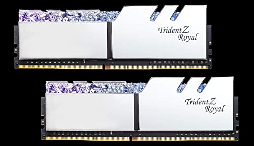 G.SKILL Trident Z Royal Series (Intel XMP) DDR4 RAM 16GB (2x8GB) 3200MT/s CL16-18-18-38 1.35V Desktop Computer Memory UDIMM - Silver (F4-3200C16D-16GTRS)