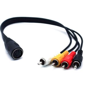 5 pin din female to 4 rca male professional grade audio cable for bang & olufsen, naim, quad.stereo systems (0.3m/1ft)