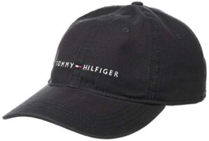 tommy hilfiger men's cotton logo adjustable baseball cap, charcoal, one size