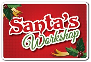 santa's workshop aluminum sign santa christmas season presents holiday | indoor/outdoor | 10" tall