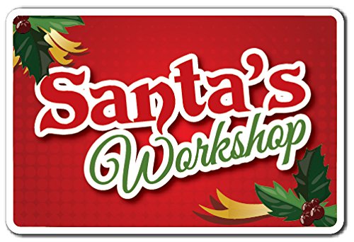 Santa's Workshop Aluminum Sign Santa Christmas Season Presents Holiday | Indoor/Outdoor | 10" Tall