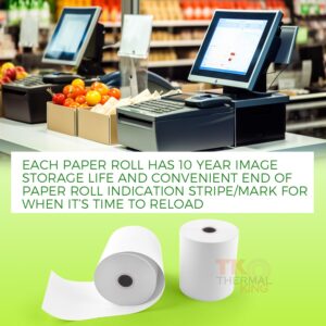 TK Thermal King (30 Rolls) 3 1/8" 230' feet White Thermal Paper Cash Register POS Receipt, Fits All Credit Card Terminal Great For Credit Card Paper