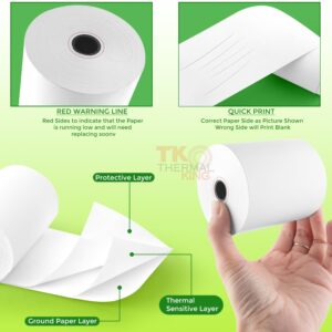 TK Thermal King (30 Rolls) 3 1/8" 230' feet White Thermal Paper Cash Register POS Receipt, Fits All Credit Card Terminal Great For Credit Card Paper