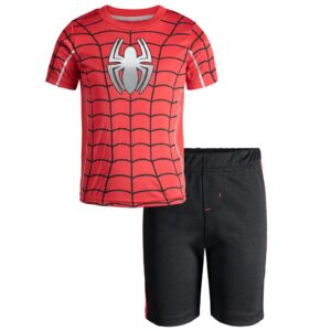 marvel spider-man little boys athletic pullover t-shirt mesh shorts outfit set 5