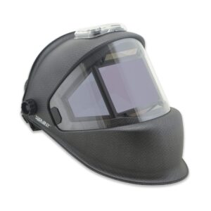 tgr panoramic 180 view solar powered auto darkening welding helmet - true color (matte carbon fiber)