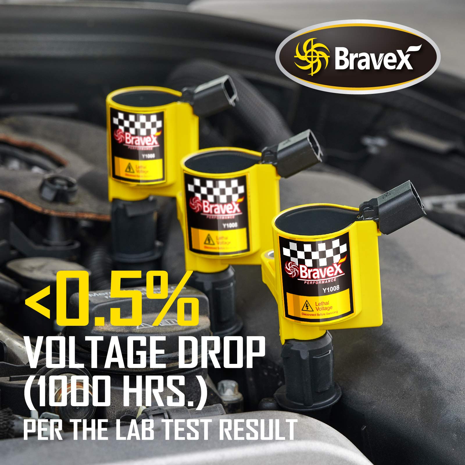 High Performance Ignition Coil 8 Pack -Upgrade 15% More Energy For Ford F-150 F-250 F-350 4.6L 5.4L V8 CROWN VICTORIA EXPEDITION MUSTANG LINCOLN MERCURY Compatible & DG508 DG457 DG472 DG491 (YELLOW)