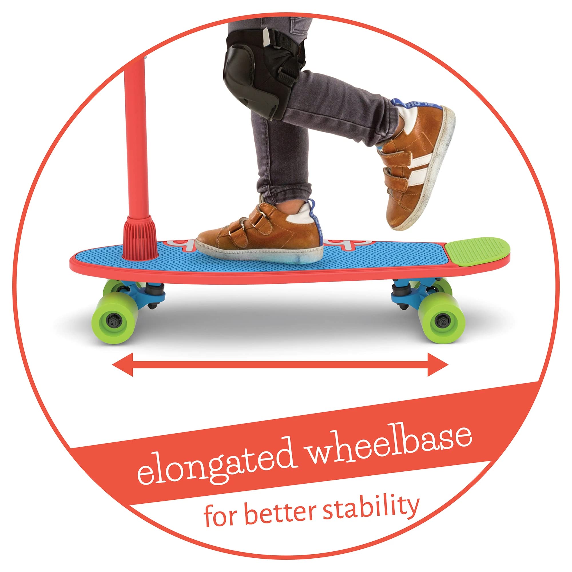 Chillafish Skatieskootie Customizable Training Skateboard and Lean-to-Steer scooter with Detachable Stability Handlebar, Multiple Deck & Tail color options, Ages 3+, Black Mix