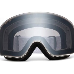 JUST GO Ski Goggles for Skiing Dual-Layer Anti-Fog 100% UV Protection lens Snowboard Goggles, White Frame/Gray Lens (VLT 18.6%)