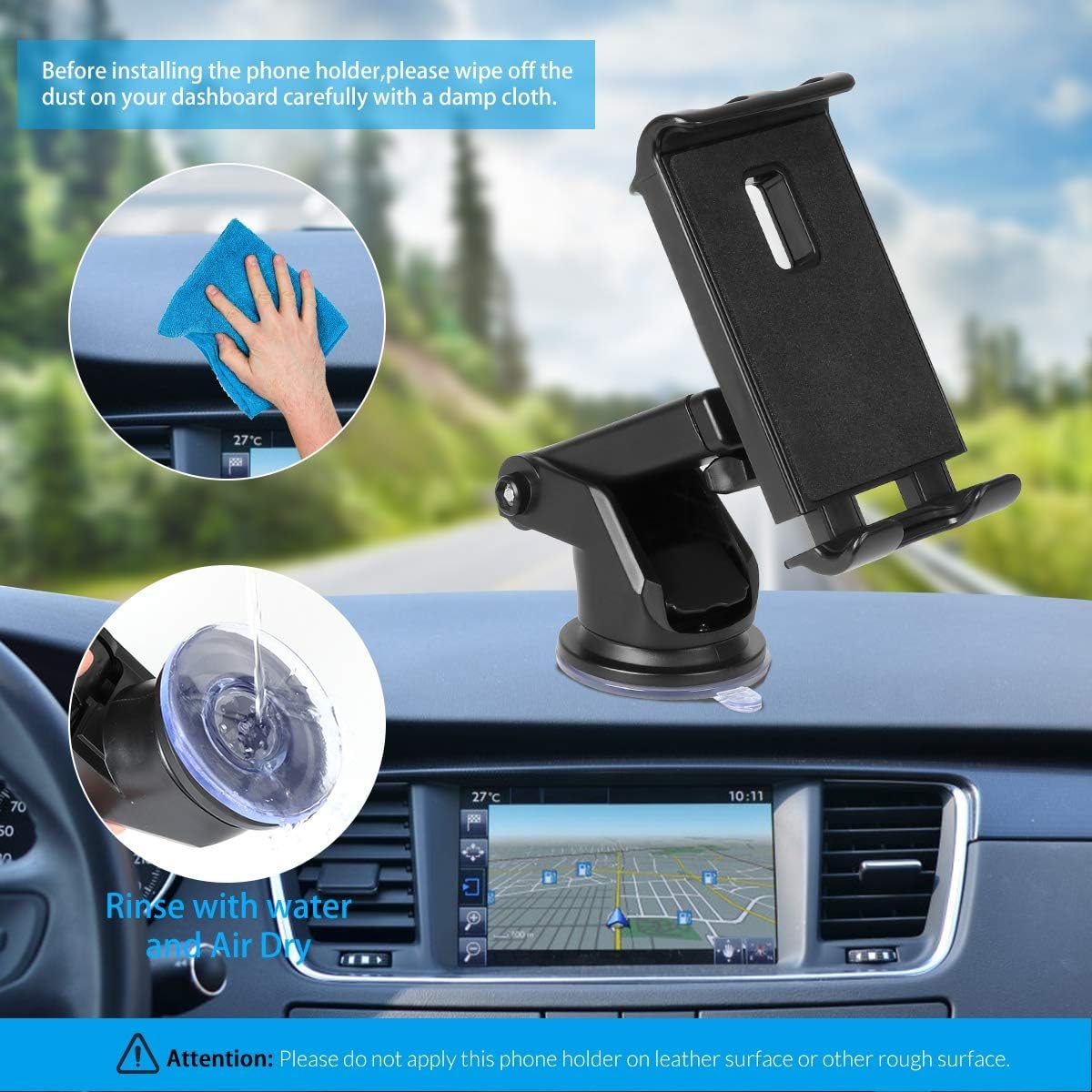 SincereFly Car Mount, 7-10.5inch Tablet & 4.5-6.5inch Phone Holder, Portable Electronic Device Mount