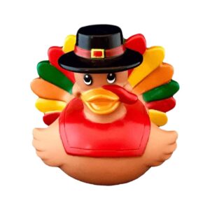 3" thanksgiving turkey rubber duck [floats upright] - baby safe bathtub bathing toy