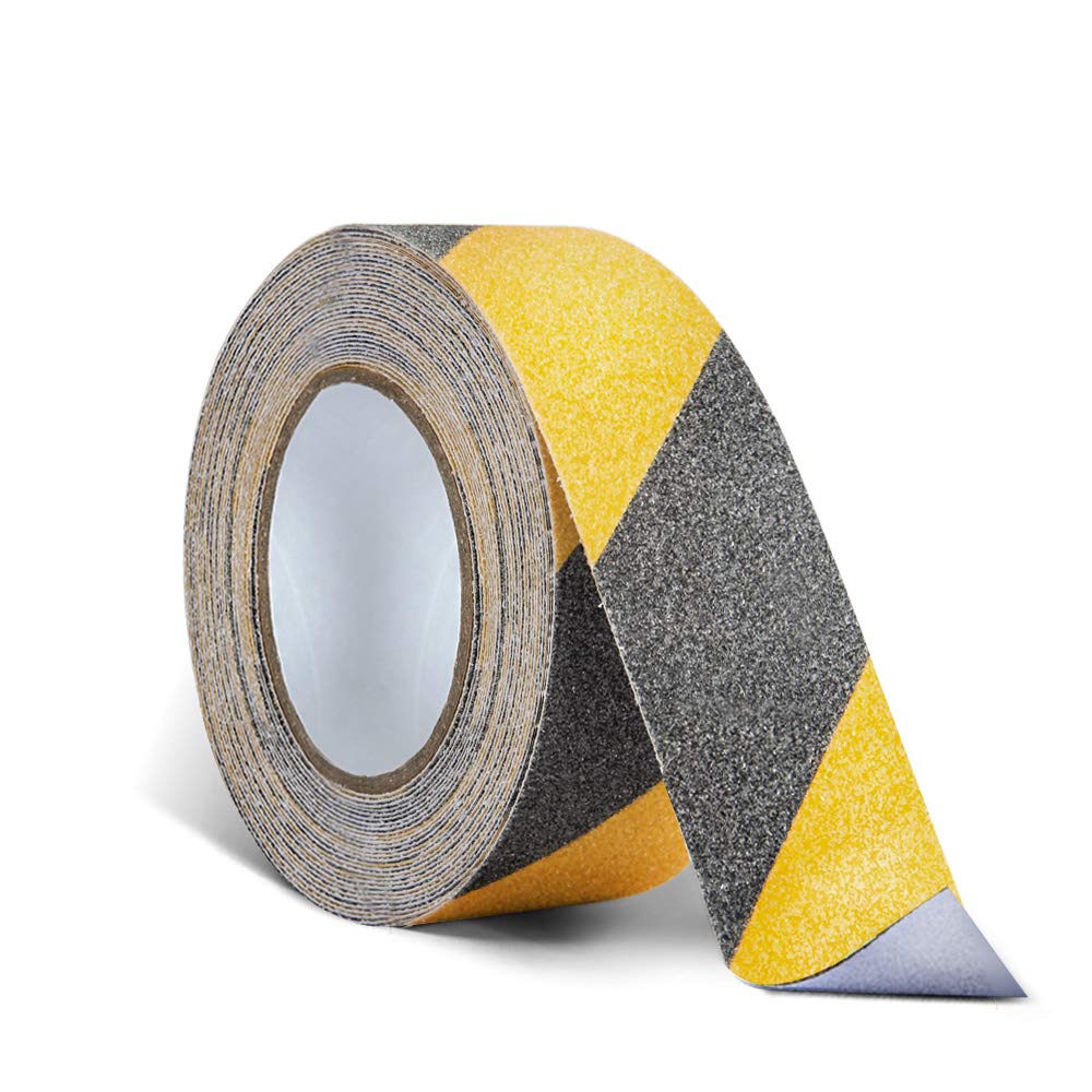 2 Inch X 32.8ft Non Slip Safety Grip Tape for Stairs Steps Non Skid Tread High Traction Friction/Strong Grip Abrasive Adhesive Hazard Caution Tape- Black/Yellow