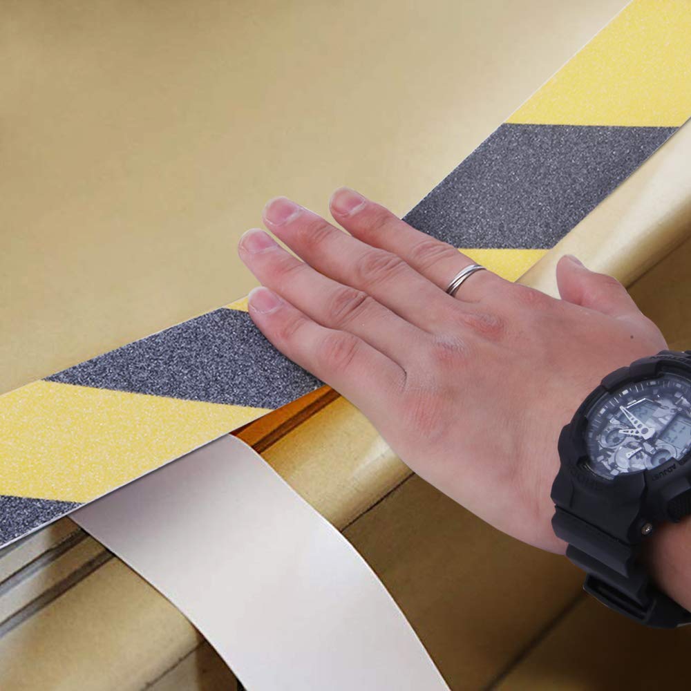 2 Inch X 32.8ft Non Slip Safety Grip Tape for Stairs Steps Non Skid Tread High Traction Friction/Strong Grip Abrasive Adhesive Hazard Caution Tape- Black/Yellow