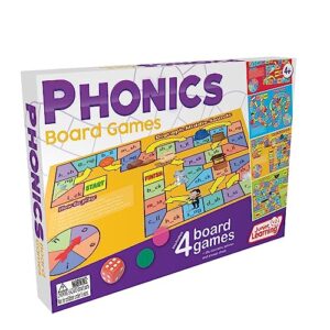 junior learning phonics board games set, 6 counters, ages 4-5, language skills, pre k-k, medium