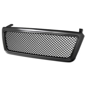 matte black mesh front hood bumper grill grille guard abs compatible with 04-08 ford f150