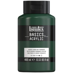 liquitex basics acrylic paint, 400ml (13.5-oz) bottle, hooker’s green hue permanent