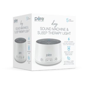 Pure Enrichment® Doze™ Sound Machine and Sleep Therapy Light - 6 Soothing Sounds, Relaxing Pulse Light, Auto Sleep Timer, and Built-in USB Charger - All-Natural Sleep Aid and Stress Reliever