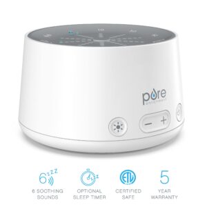 Pure Enrichment® Doze™ Sound Machine and Sleep Therapy Light - 6 Soothing Sounds, Relaxing Pulse Light, Auto Sleep Timer, and Built-in USB Charger - All-Natural Sleep Aid and Stress Reliever