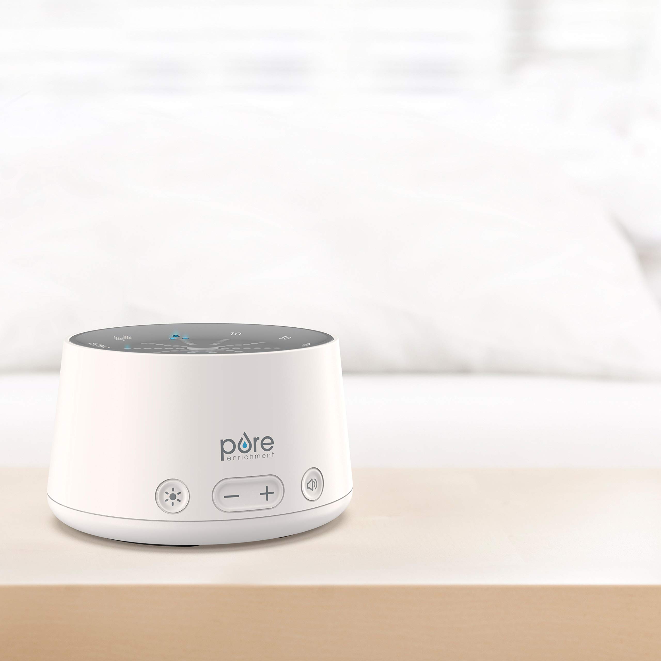 Pure Enrichment® Doze™ Sound Machine and Sleep Therapy Light - 6 Soothing Sounds, Relaxing Pulse Light, Auto Sleep Timer, and Built-in USB Charger - All-Natural Sleep Aid and Stress Reliever