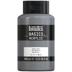 liquitex basics acrylic paint, 400ml (13.5-oz) bottle, neutral gray value 5