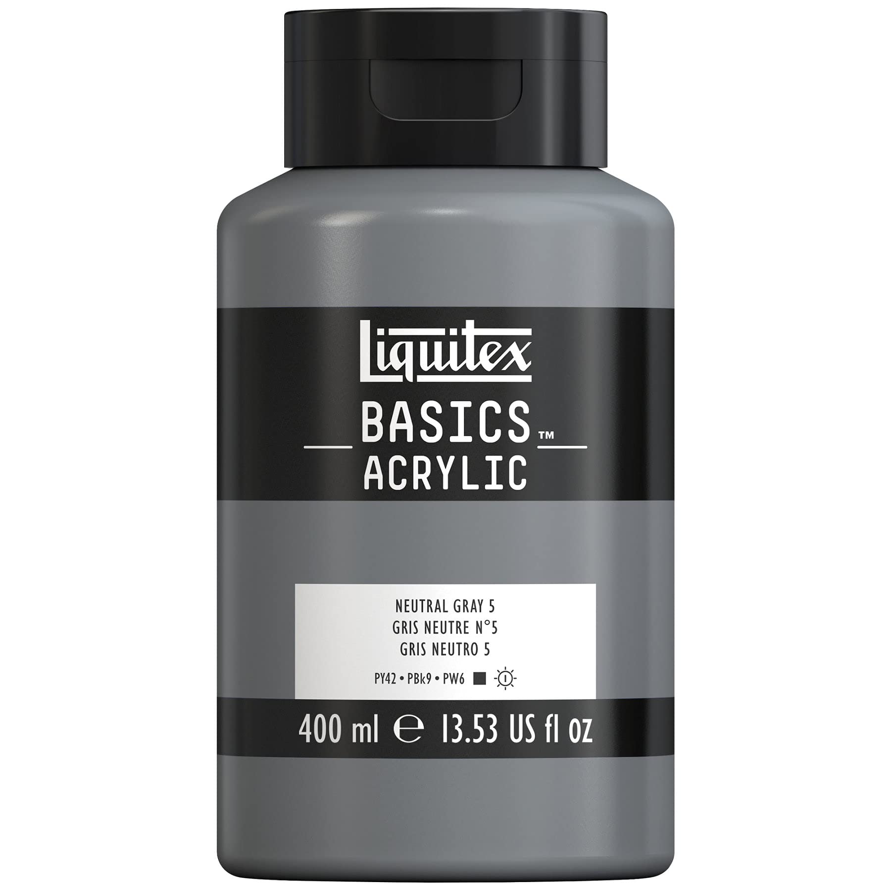 Liquitex BASICS Acrylic Paint, 400ml (13.5-oz) Bottle, Neutral Gray Value 5