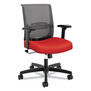 hon convergence mid-back task chair, swivel-tilt, supports up to 275 lb, 16.5" to 21" seat height, red seat, black back/base