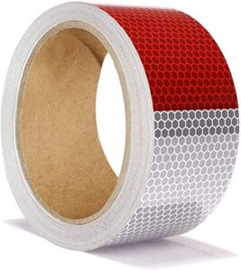 30ft x 2" reflective safety tape honeycomb red/white for trailers 2 inch - reflector conspicuity caution warning sticker stickers high intensity waterproof