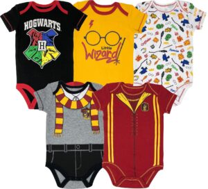 warner bros. harry potter baby boys' 5-pack bodysuits hogwarts gryffindor (3-6 months)