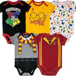 Warner Bros. Harry Potter Baby Boys' 5-Pack Bodysuits Hogwarts Gryffindor (3-6 Months)