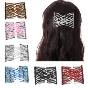 ccbeauty 6 pcs magic hair comb elastic beaded hair clips women decorative accessories,bride double slides stretching hairpins combs for ladies girls popular hairstyles