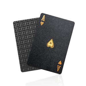 bierdorf diamond waterproof black playing cards, poker cards, hd, deck of cards (black)